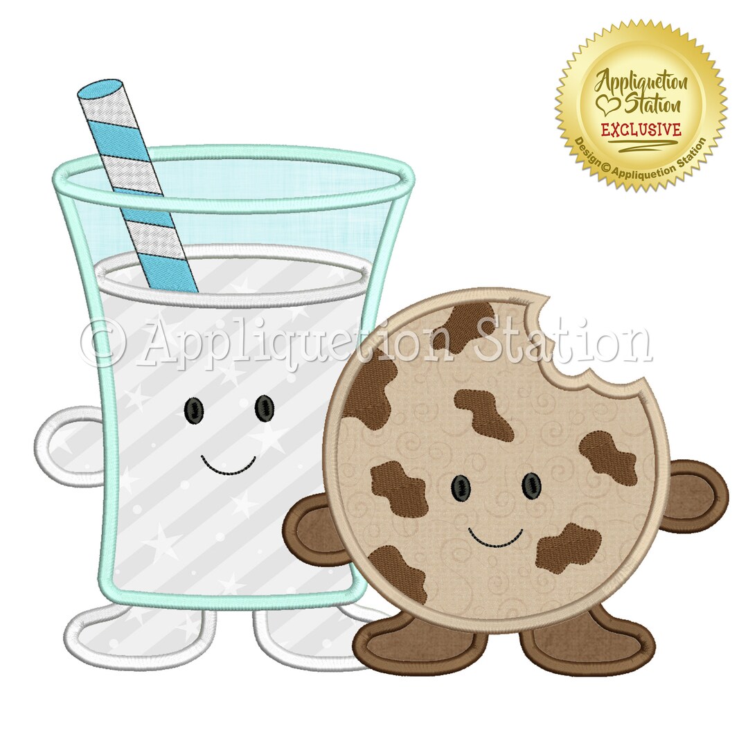 Cookie and Milk Applique Machine Embroidery Design Baby Cookies Dessert ...