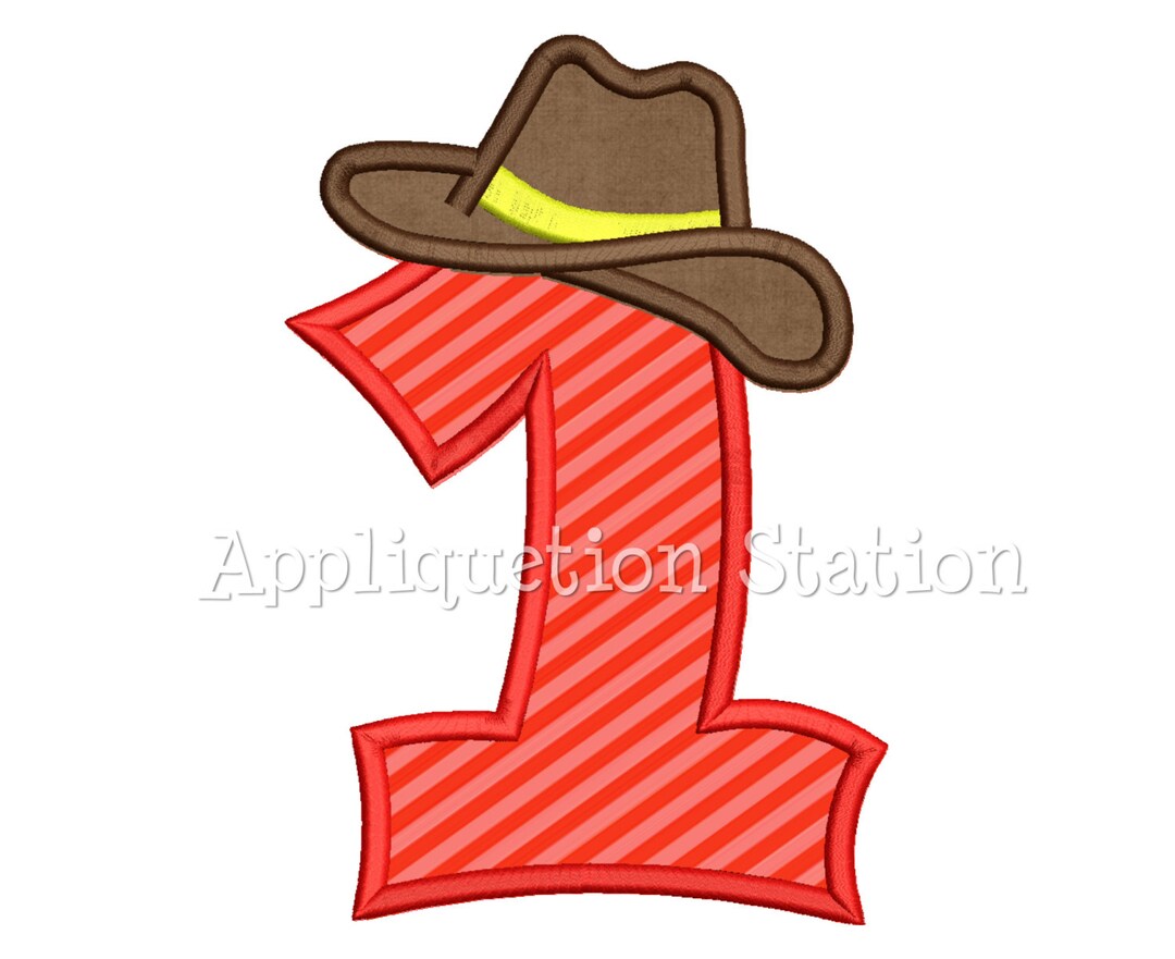 Number One Cowboy Hat 1st Birthday Applique Machine Embroidery Design ...