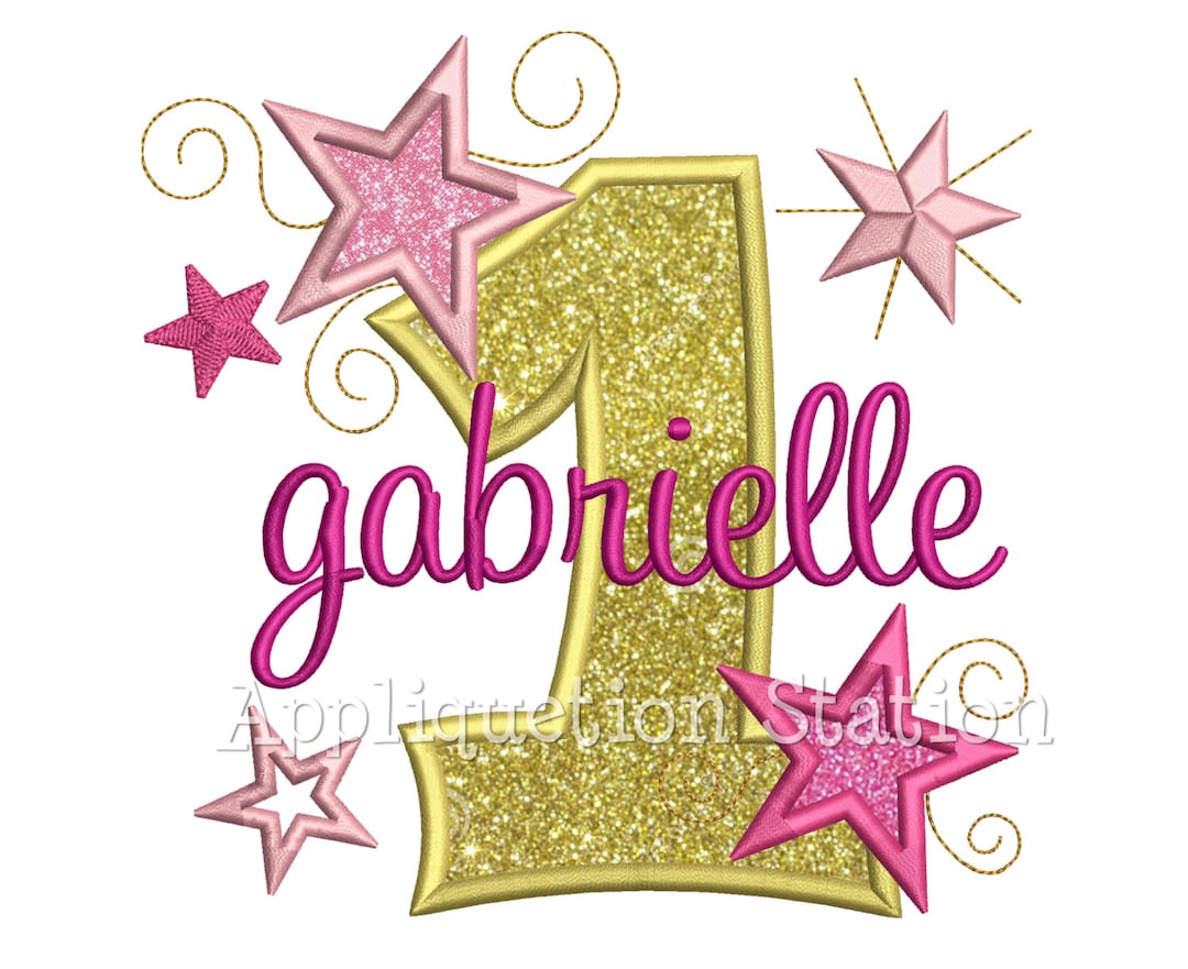 Star Number One 1st Birthday Applique Machine Embroidery Design First ...