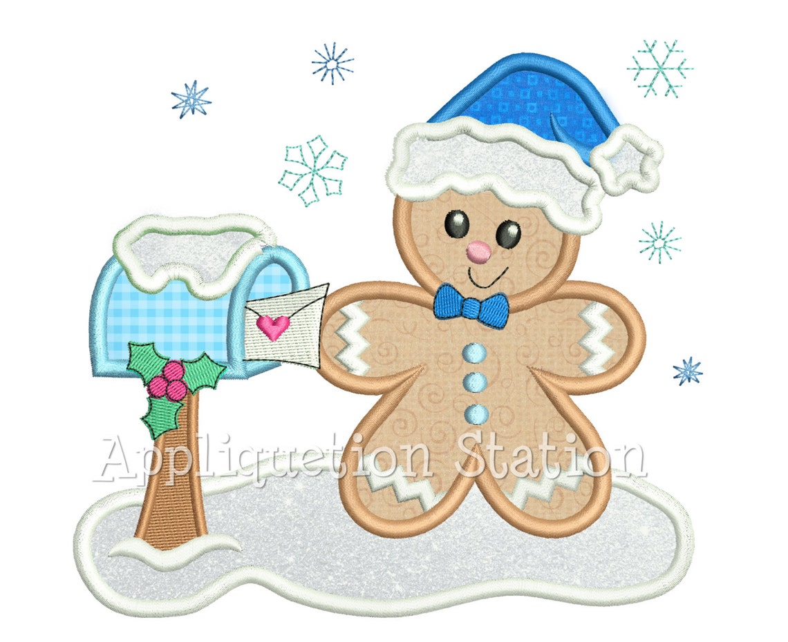 Ginger Baby Boy at Mailbox Mailing Letter Applique Machine Embroidery ...