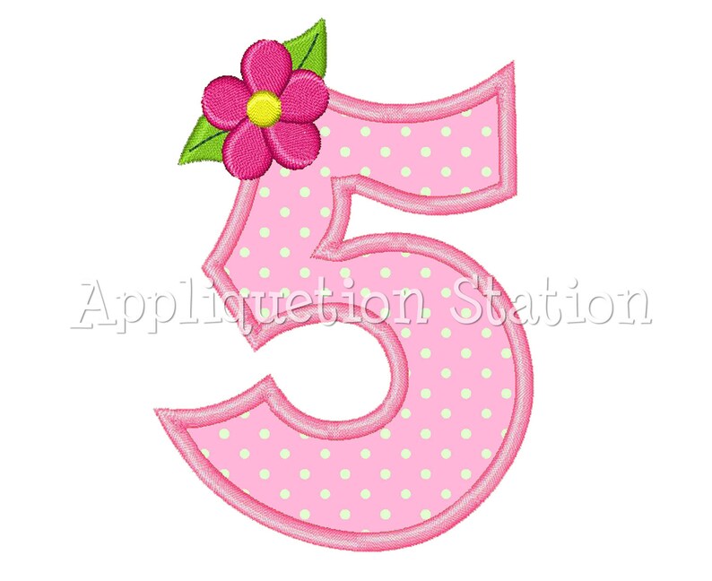 Flower Birthday Numbers Set Applique Machine Embroidery Design 1st ...