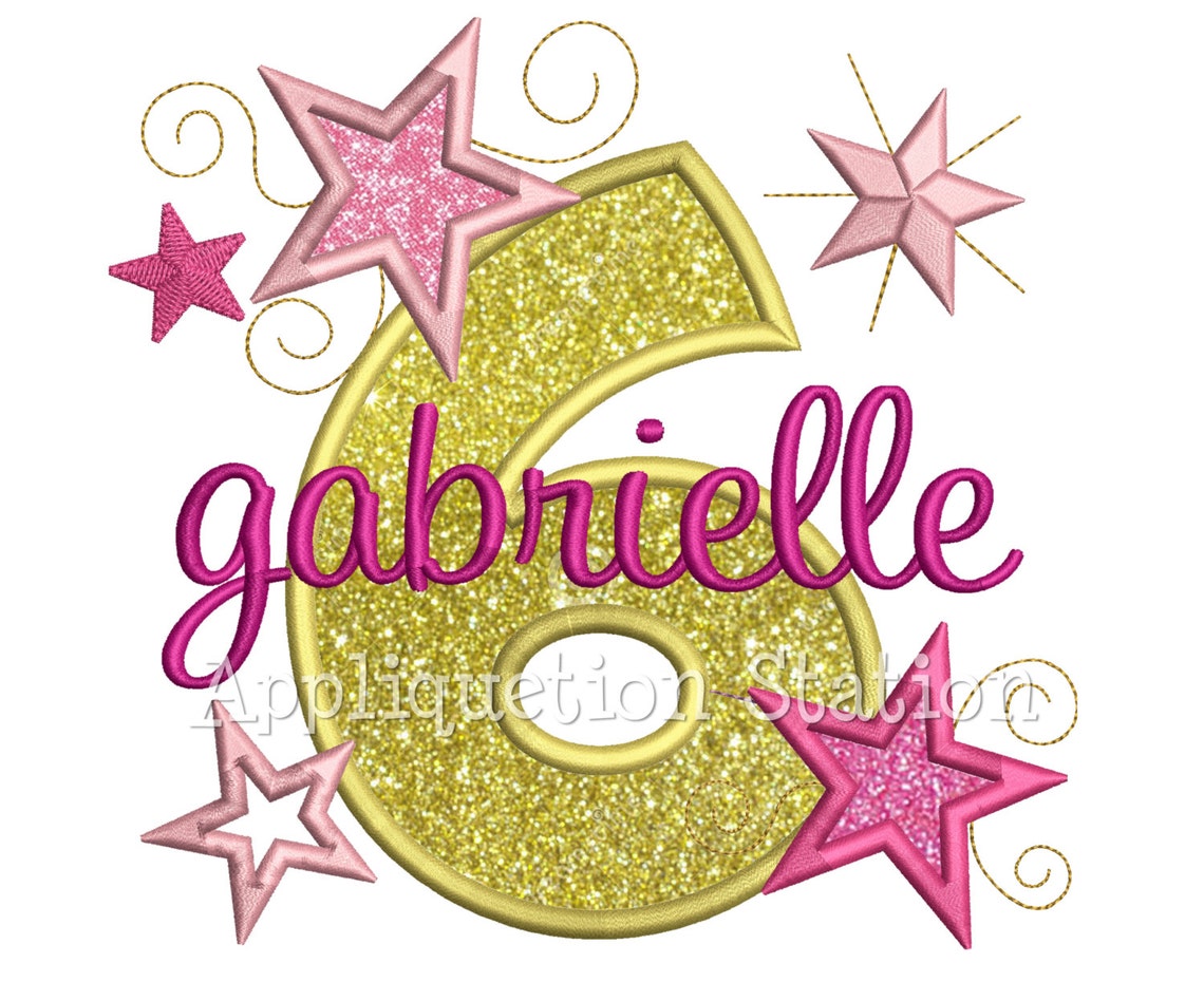 Star Number Six 6th Birthday Applique Machine Embroidery | Etsy
