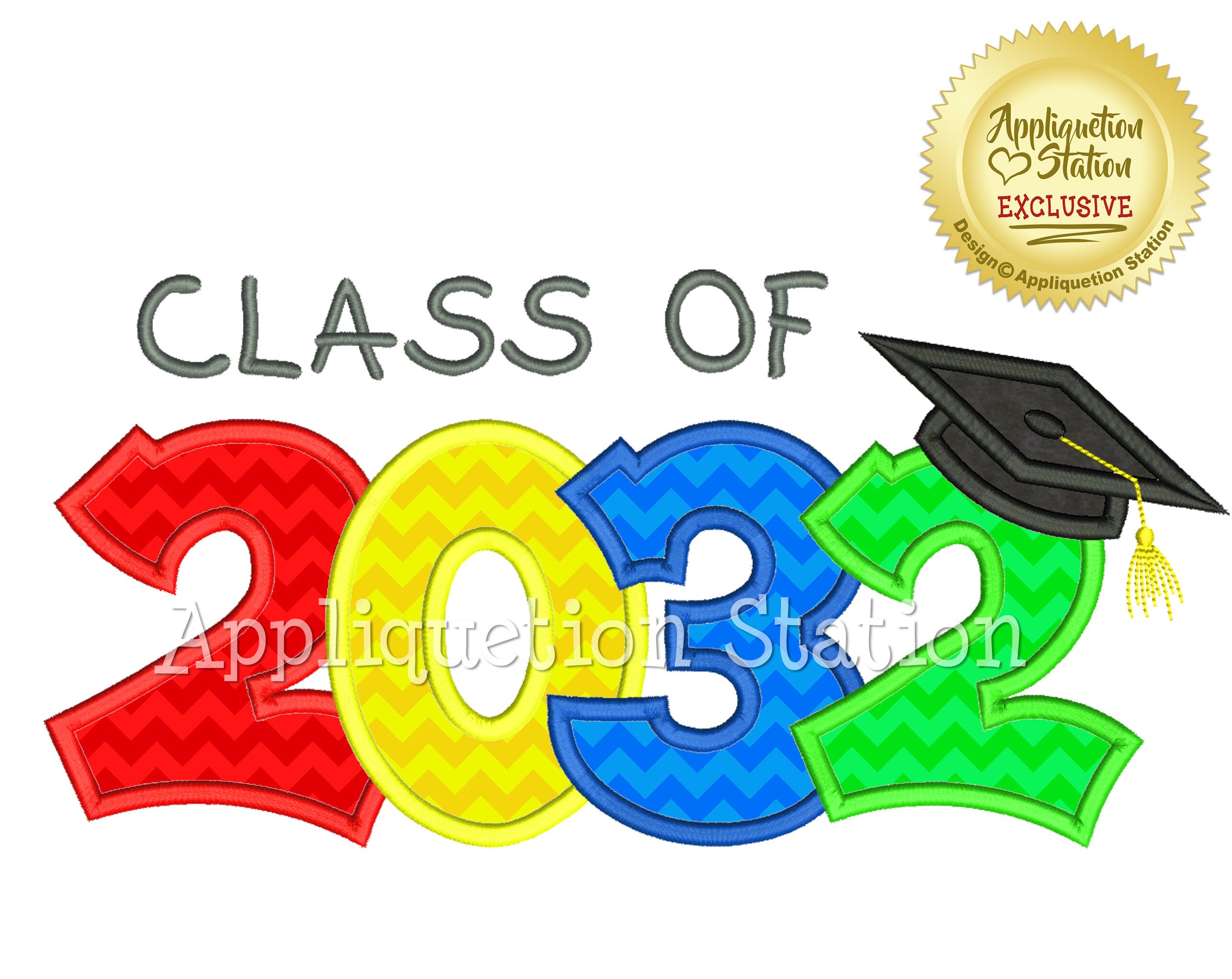 Graduate Class of 2032 Applique Machine Embroidery Design Grad | Etsy