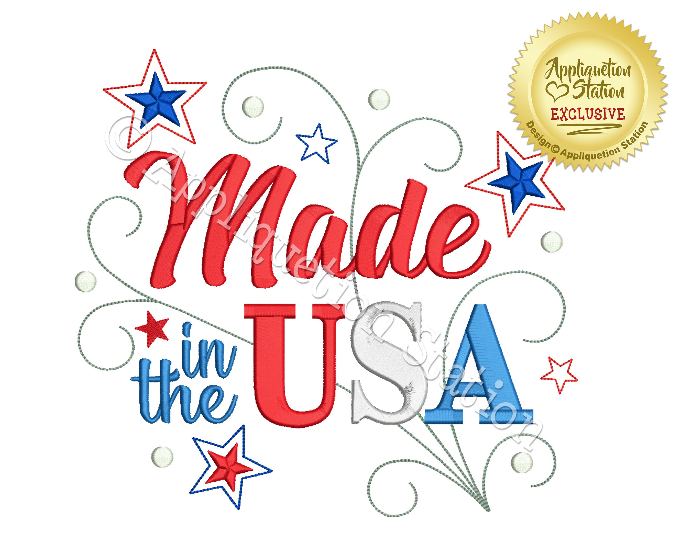 Made in the USA Machine Embroidery Word Art Design Pattern | Etsy
