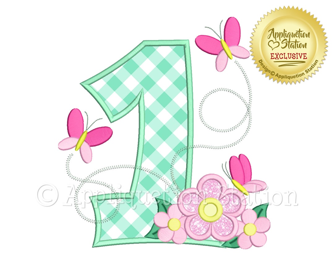 Butterfly Number 1 Applique Machine Embroidery Design Birthday - Etsy
