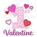 1st Valentine Number One Hearts Applique Machine Embroidery Design ...