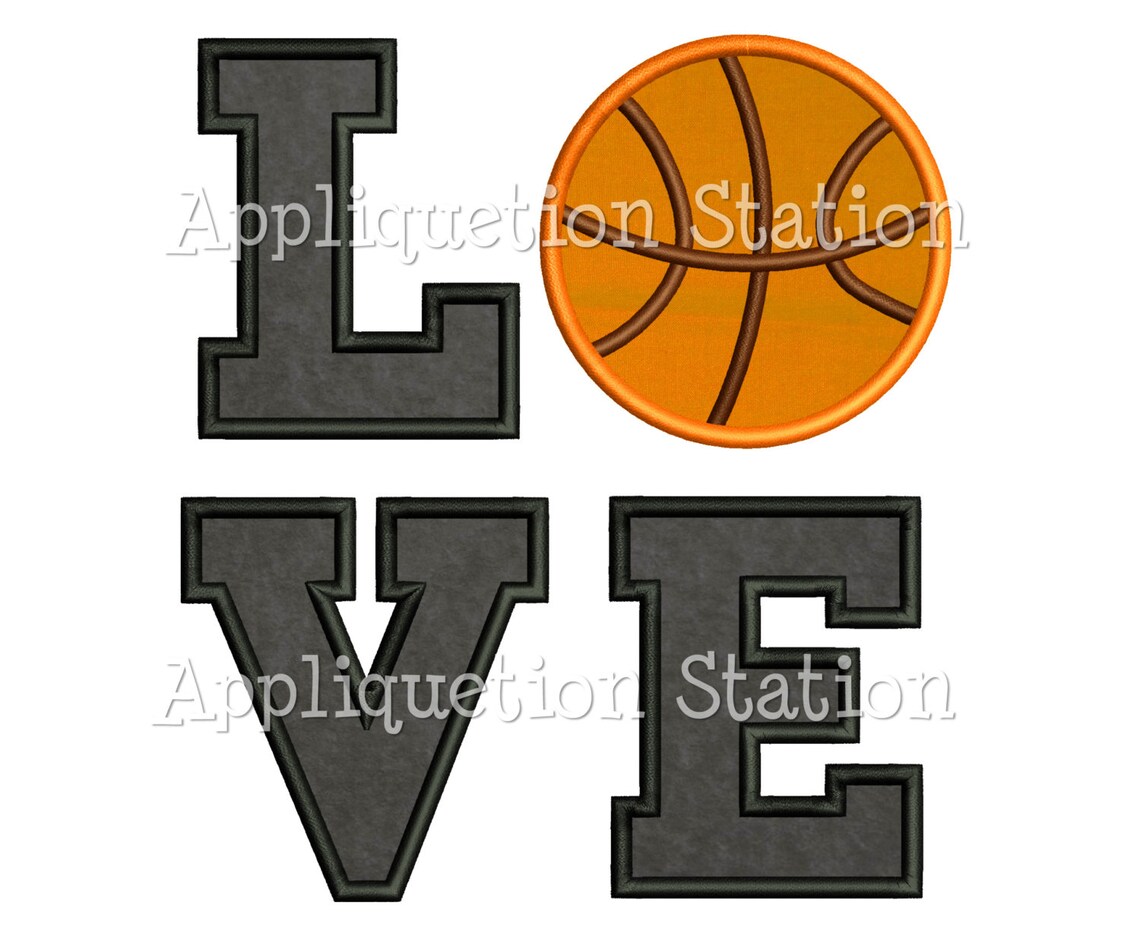 LOVE Basketball Applique Machine Embroidery Design Pattern Sports ...