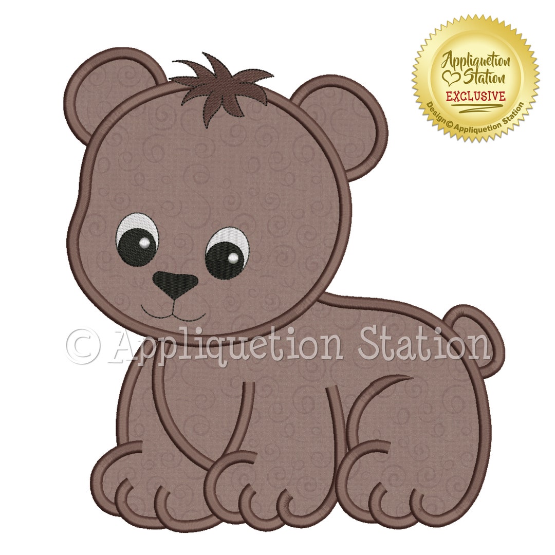 Applique Bear Machine Embroidery Design Zoo Pals Boy Girl Cute Brown ...