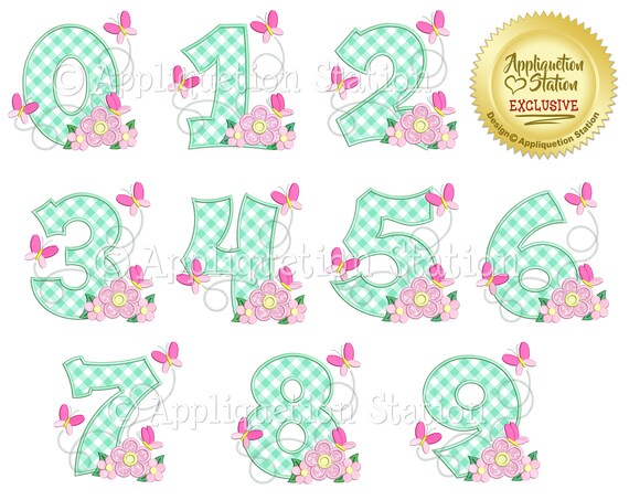 BX Butterfly Flowers Numbers Set Applique Machine Embroidery - Etsy