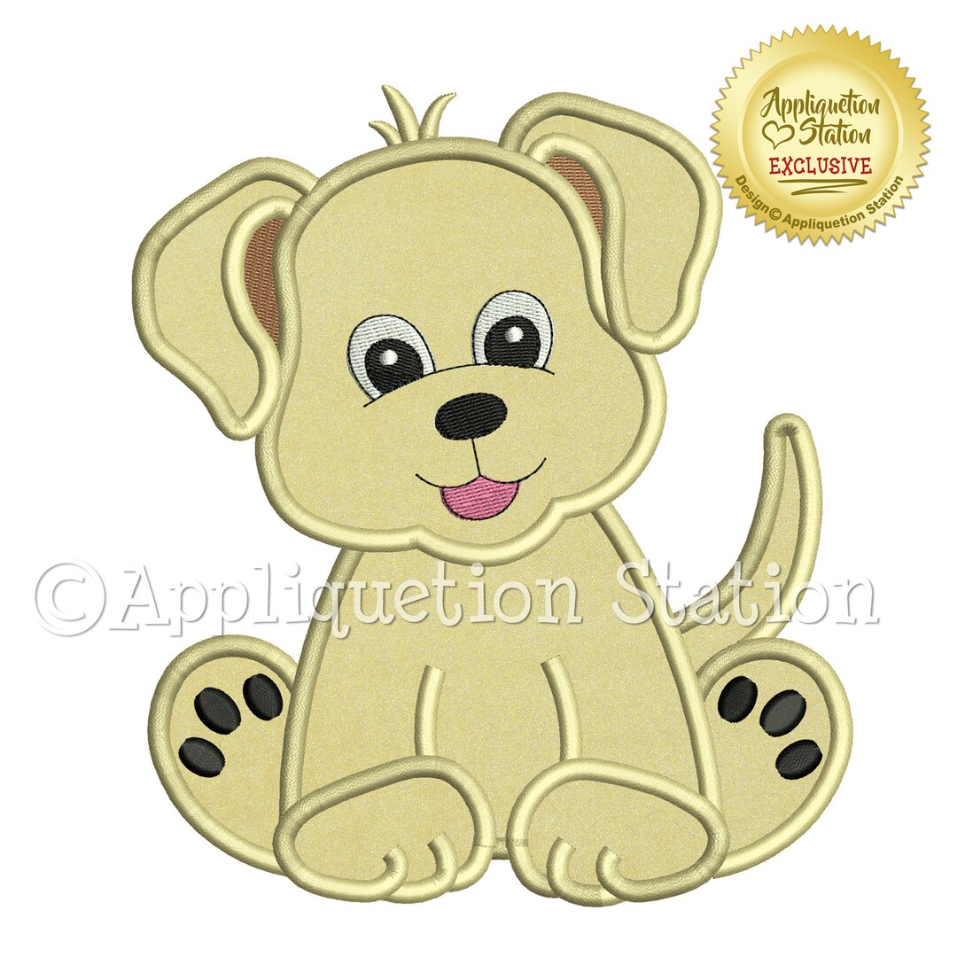 Applique Puppy Labrador Machine Embroidery Design Pattern Boy Girl Cute ...