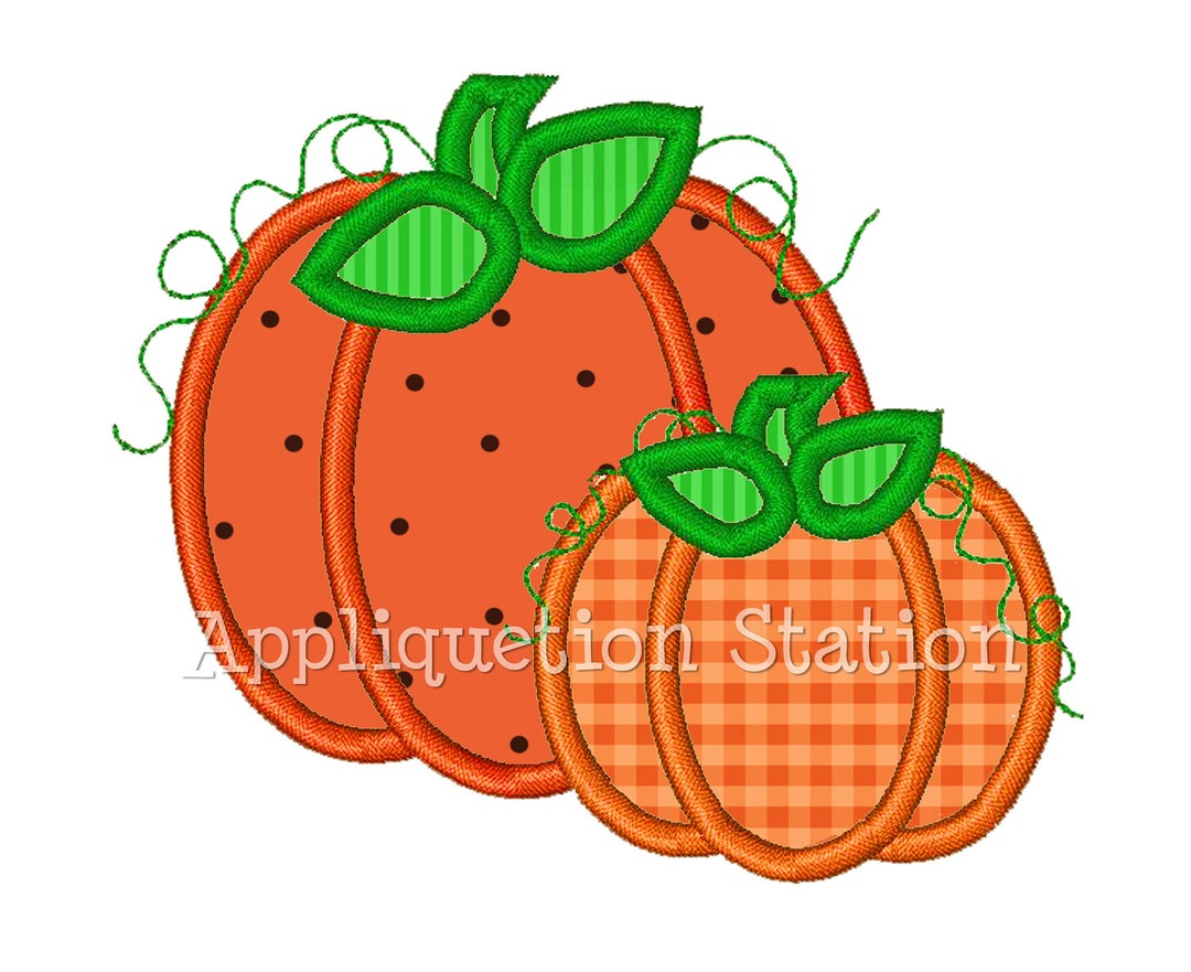 Pumpkin Duo Applique Machine Embroidery Design Orange Thanksgiving 2 ...