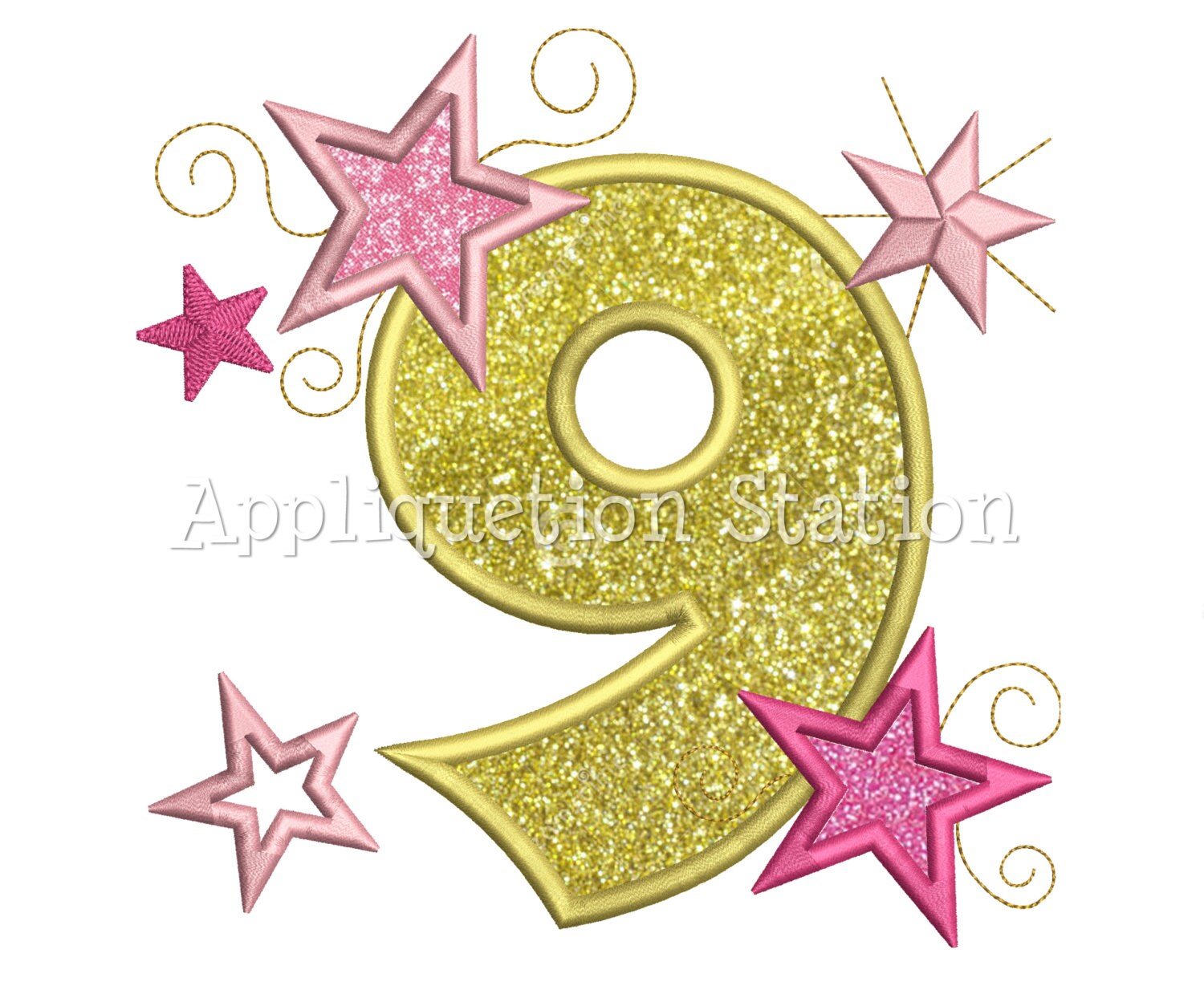 Star Number Nine 9th Birthday Applique Machine Embroidery - Etsy