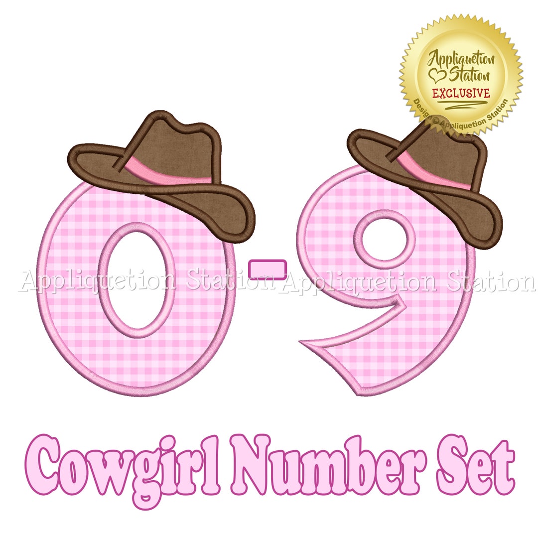 Cowgirl Birthday Numbers Set Applique Machine Embroidery Design ...