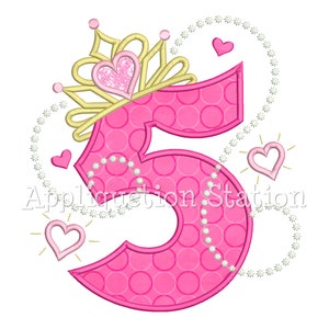 BX Princess Tiara + Pearls Numbers Set 0-9 Applique Machine Embroidery ...