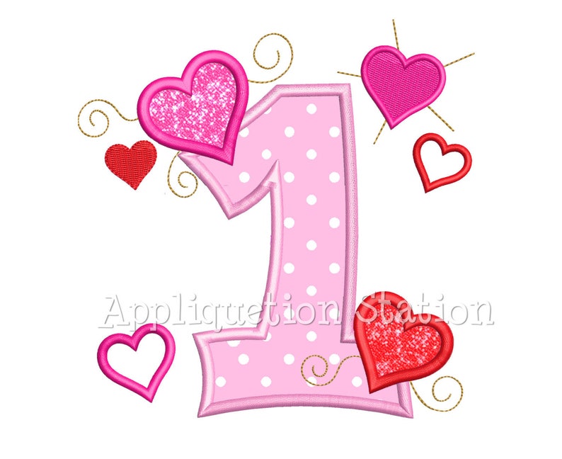 Number One Hearts Applique Machine Embroidery Design First 1st - Etsy