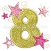 Star Number Eight 8th Birthday Applique Machine Embroidery Design ...