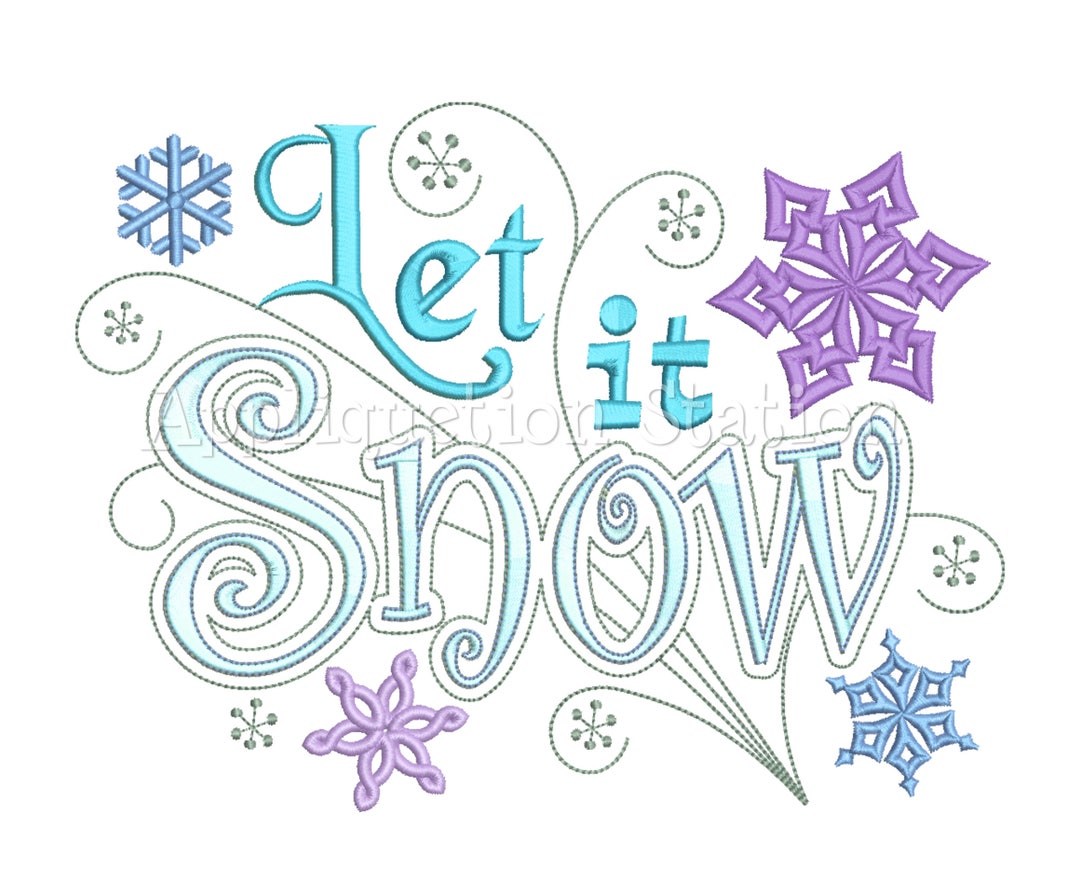 Let It Snow Swirls Word Art Machine Embroidery Designs Winter Christmas ...