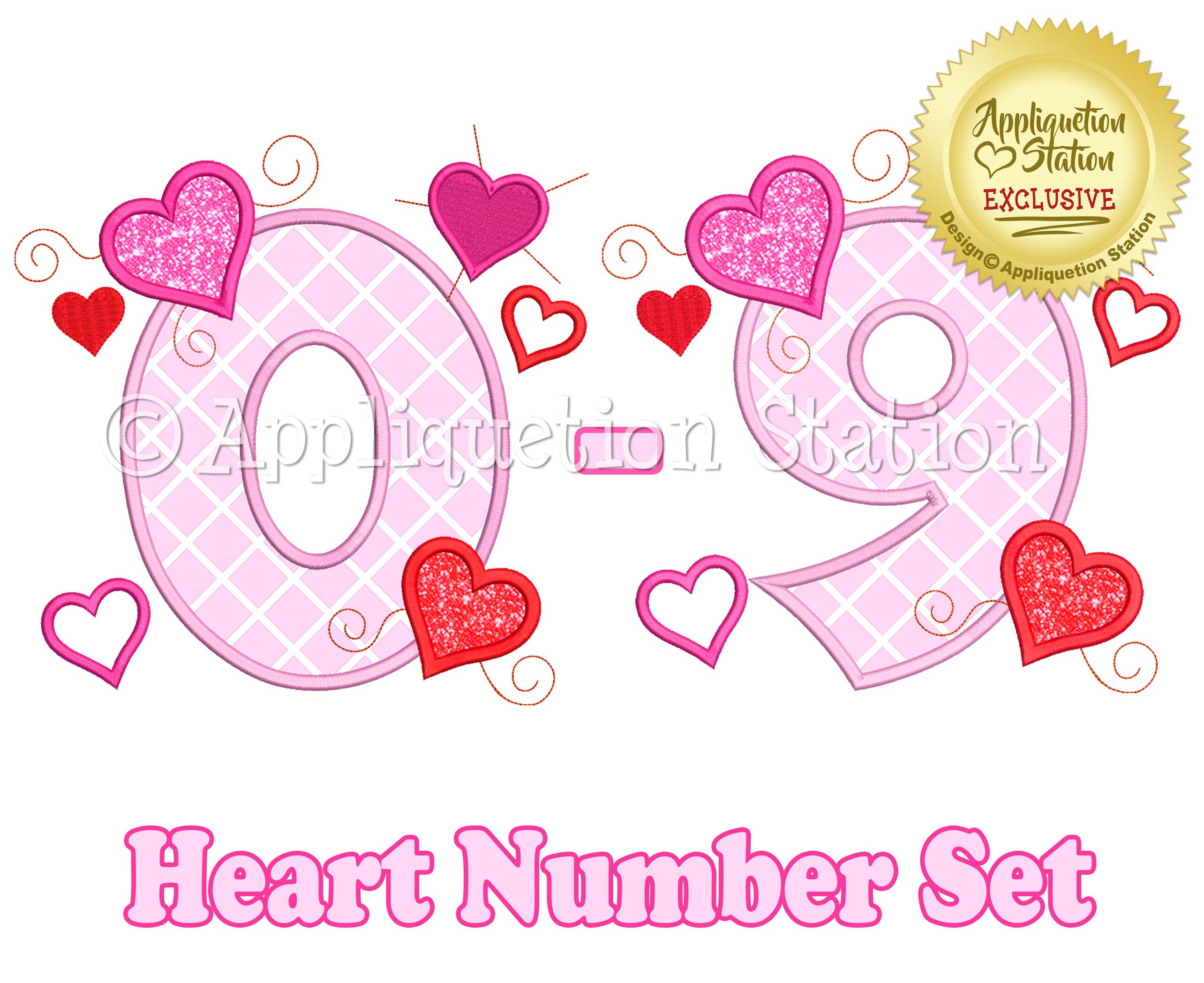 BX Heart Numbers Set Birthday Applique Machine Embroidery | Etsy