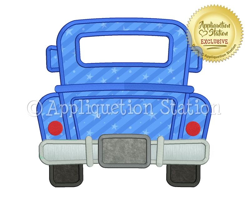 Pickup Truck Trunk Applique Machine Embroidery Design Back End Initials ...