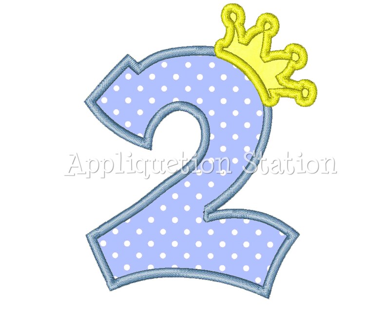 Number Two Crown 2nd Birthday Applique Machine Embroidery - Etsy