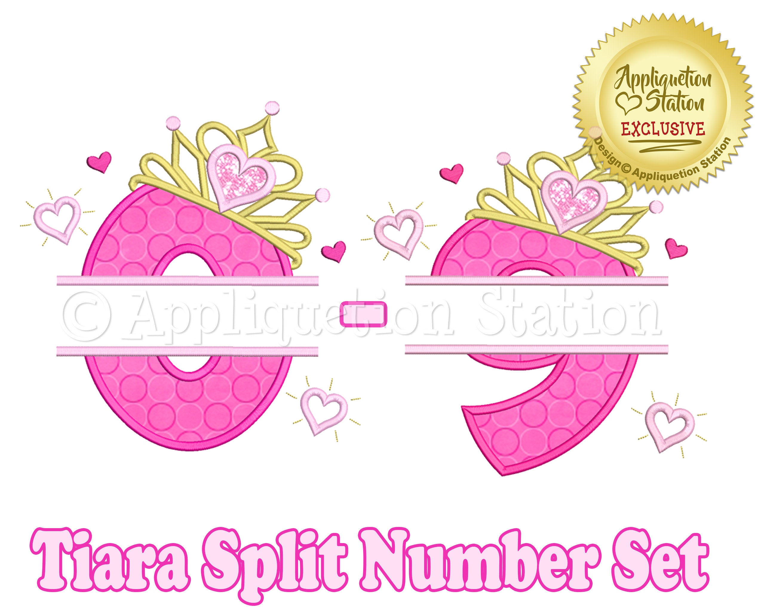 Sewing & Fiber Split Princess Tiara Numbers Set 0-9 Applique Machine ...