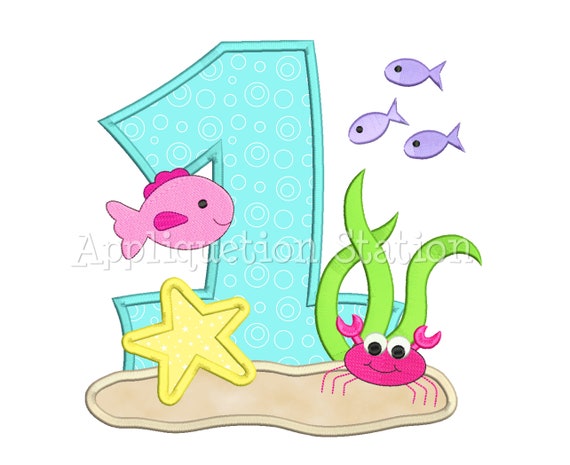 Under The Sea Number One Applique Machine Embroidery Design | Etsy