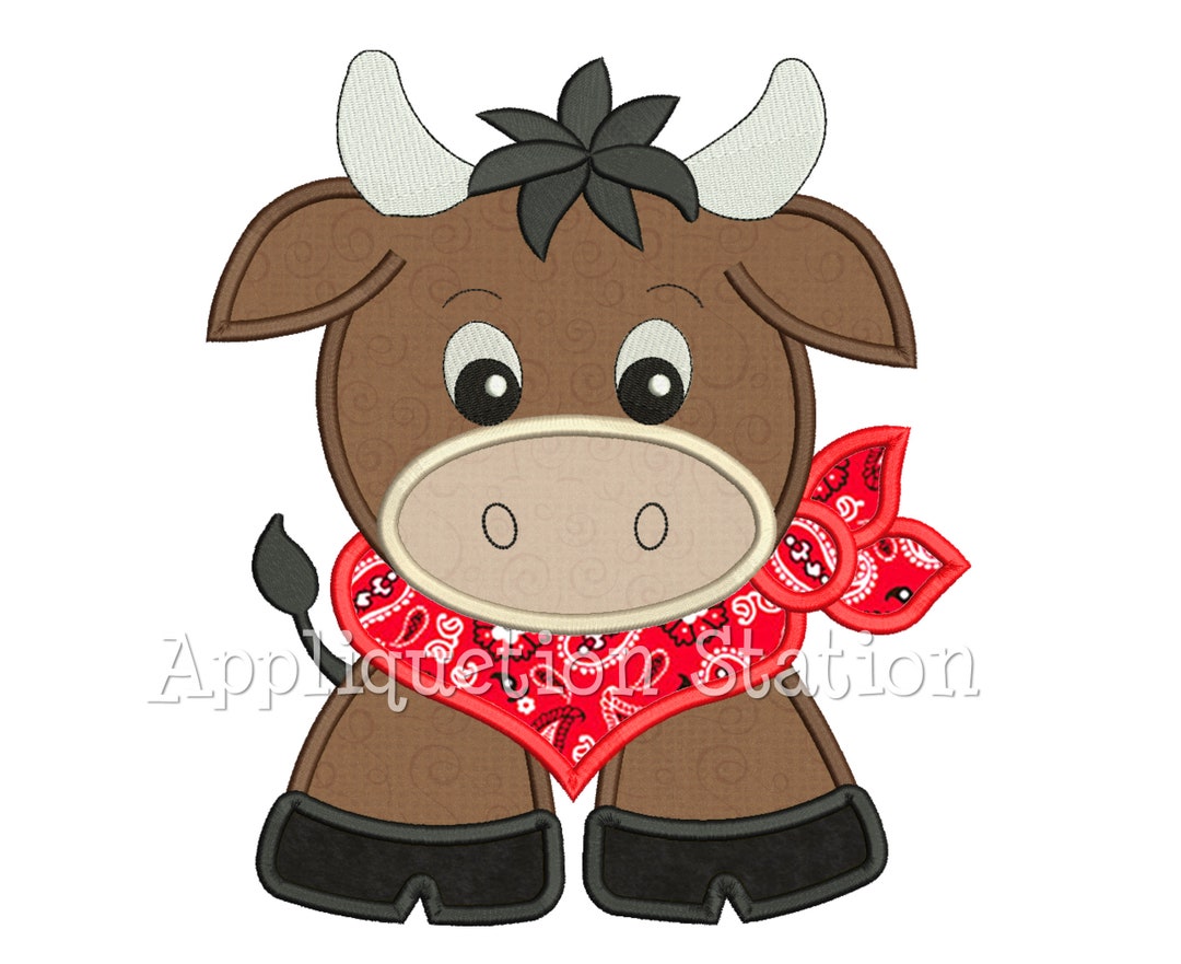 Bandana Baby Bull Applique Machine Embroidery Design Farm Animal Boy ...