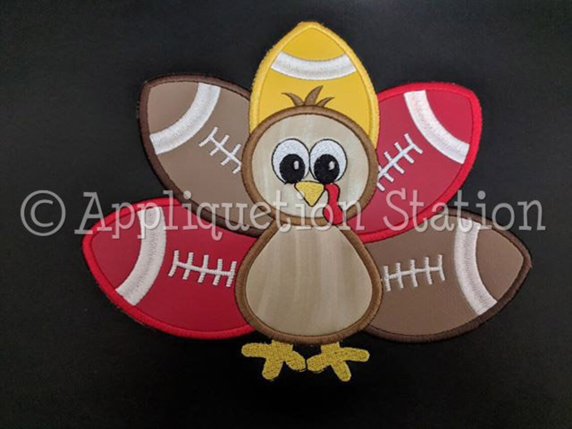Football Turkey Multi Color Applique Machine Embroidery Design 1 Color ...