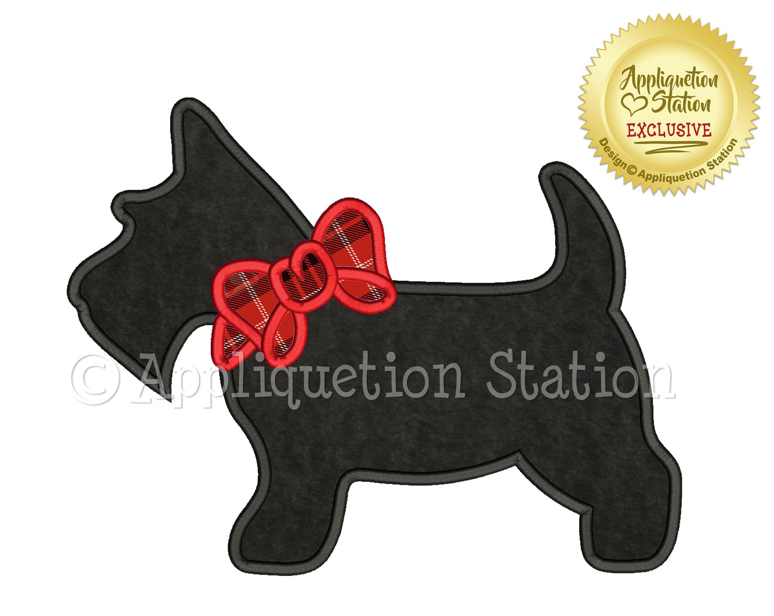 Applique Scottie Dog Silhouette Set Machine Embroidery Design Sweater ...