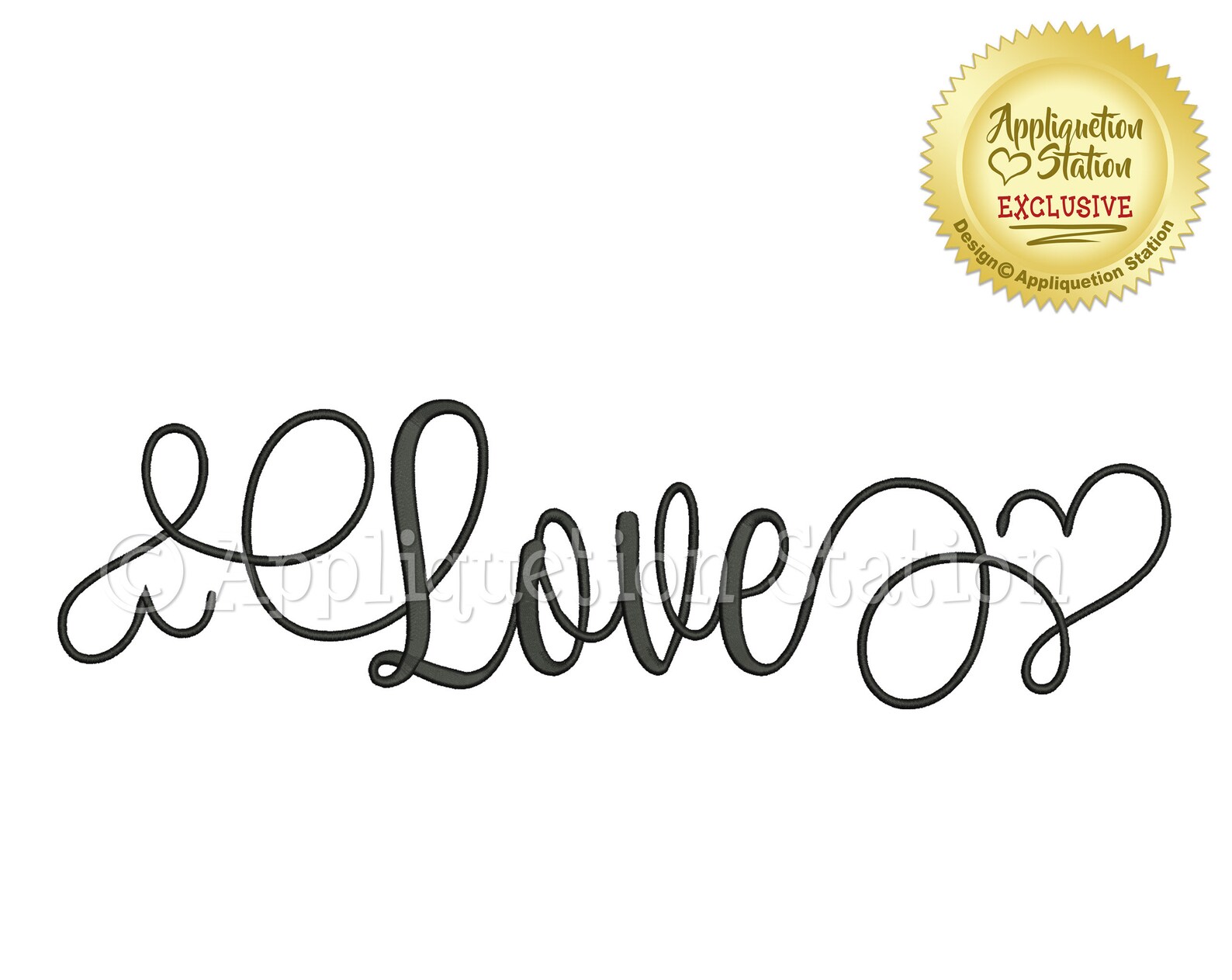 Love Script Machine Embroidery Design Cursive Hearts Filigree - Etsy