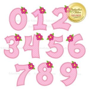 Flower Birthday Numbers Set Applique Machine Embroidery Design 1st ...