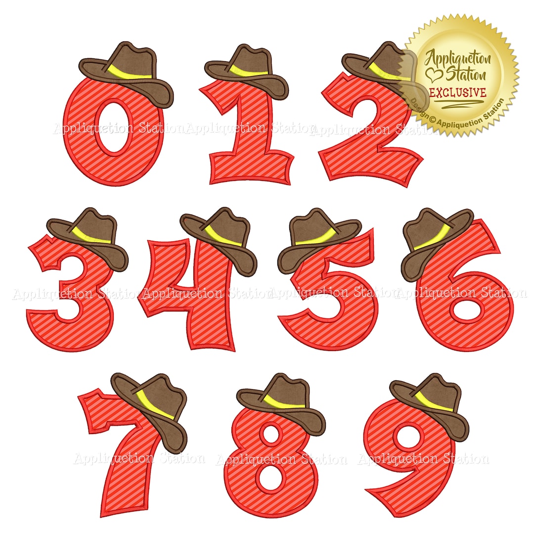 Cowboy Birthday Numbers Set Applique Machine Embroidery Design Download ...