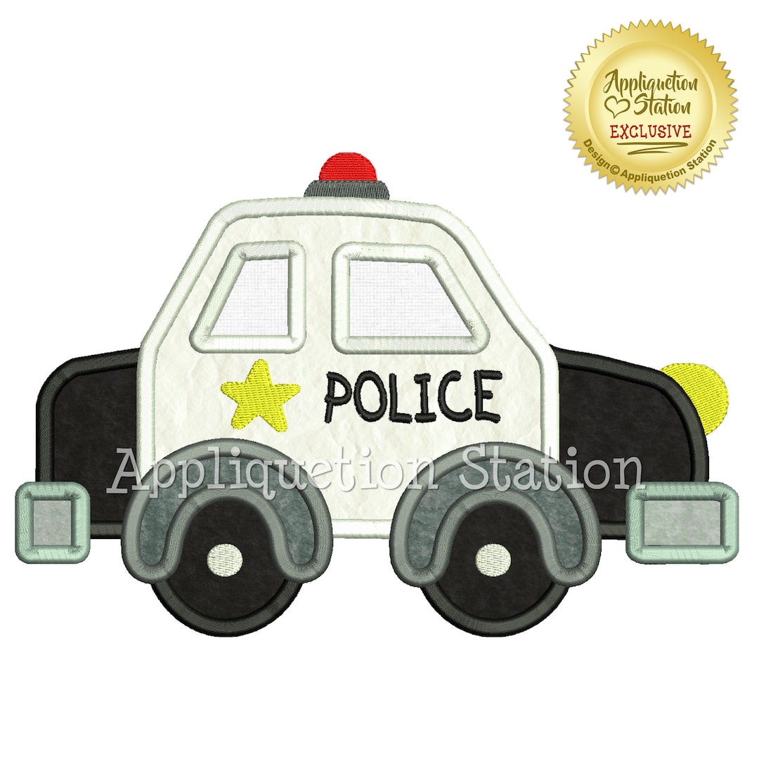 Police Car Applique Machine Embroidery Design Cute Boy Emergency ...