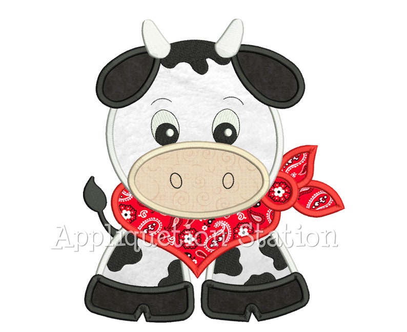 Applique Cow Machine Embroidery Design Farm Bandana Baby Animal Boy ...