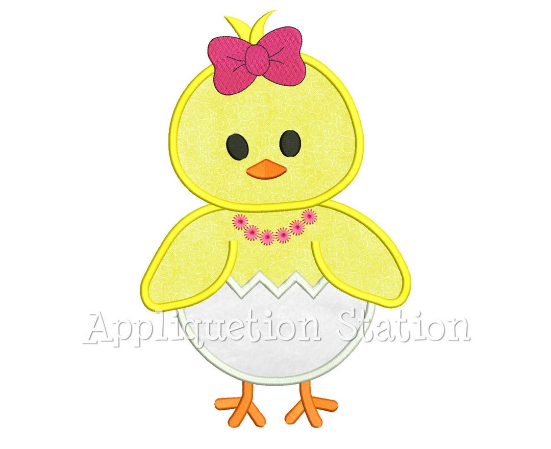 Easter Chick Baby Girl Hatching Applique Machine Embroidery Design ...