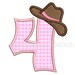 Number Four Cowgirl Hat 4th Birthday Applique Machine Embroidery Design ...