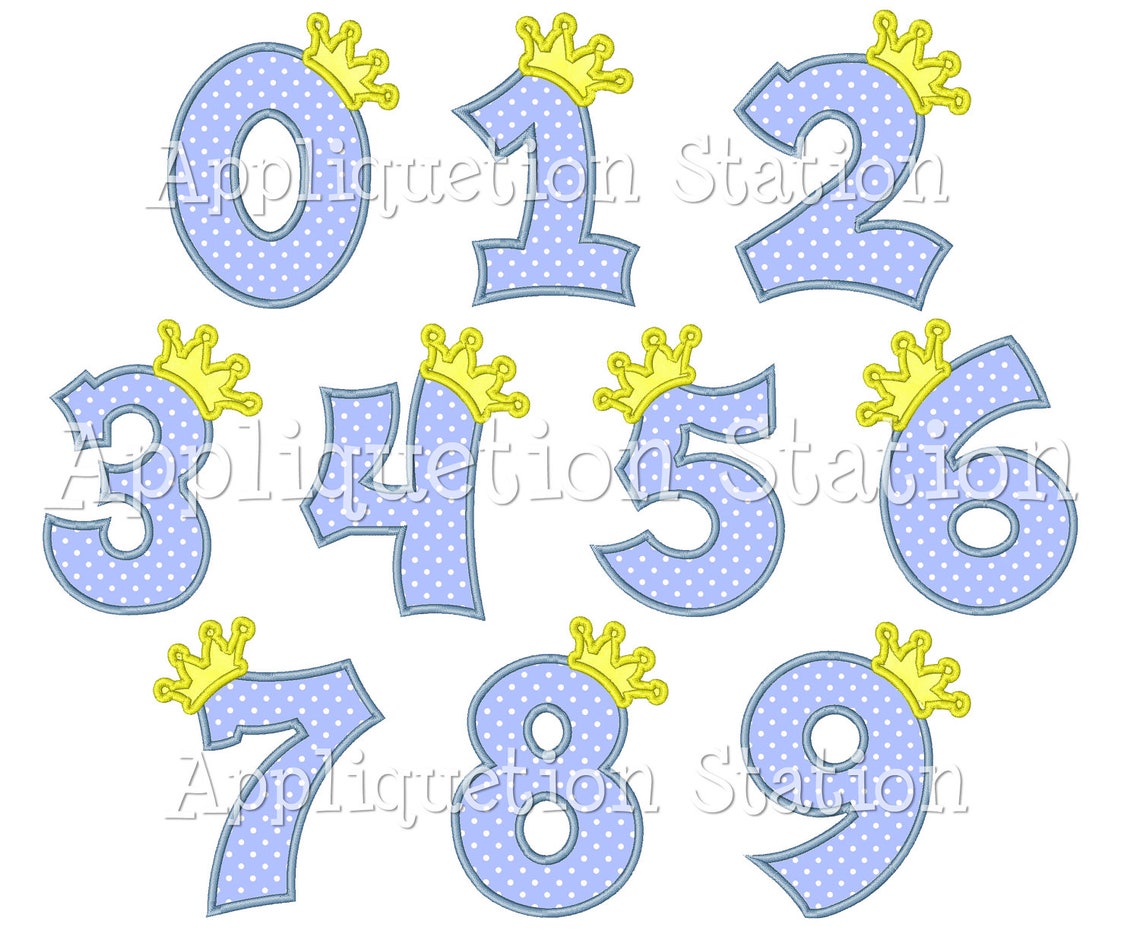 Crown Birthday Numbers Set Applique Machine Embroidery Design | Etsy