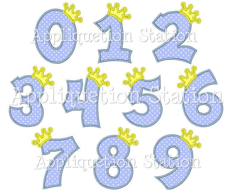 Crown Birthday Numbers Set Applique Machine Embroidery Design 1st First ...