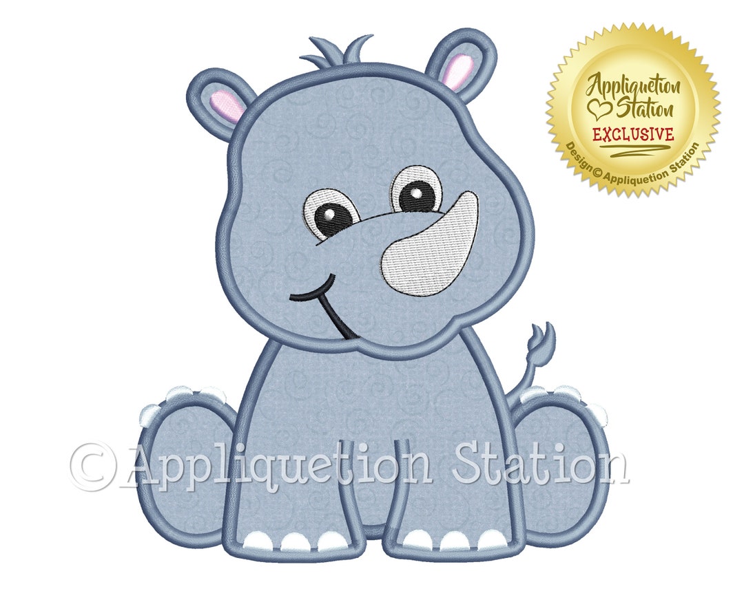 Applique Rhino Machine Embroidery Design Zoo Baby Jungle Boy - Etsy