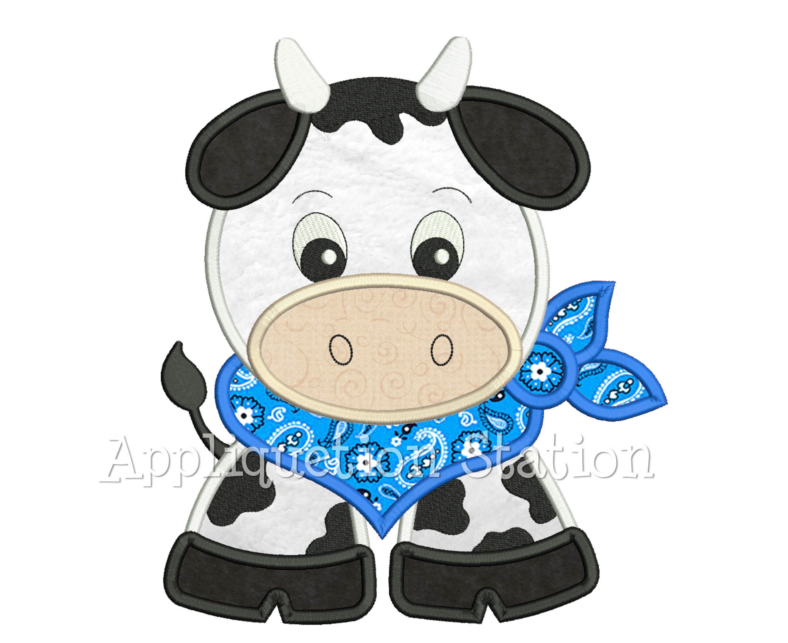 Applique Cow Machine Embroidery Design Farm Bandana Baby Animal Boy ...