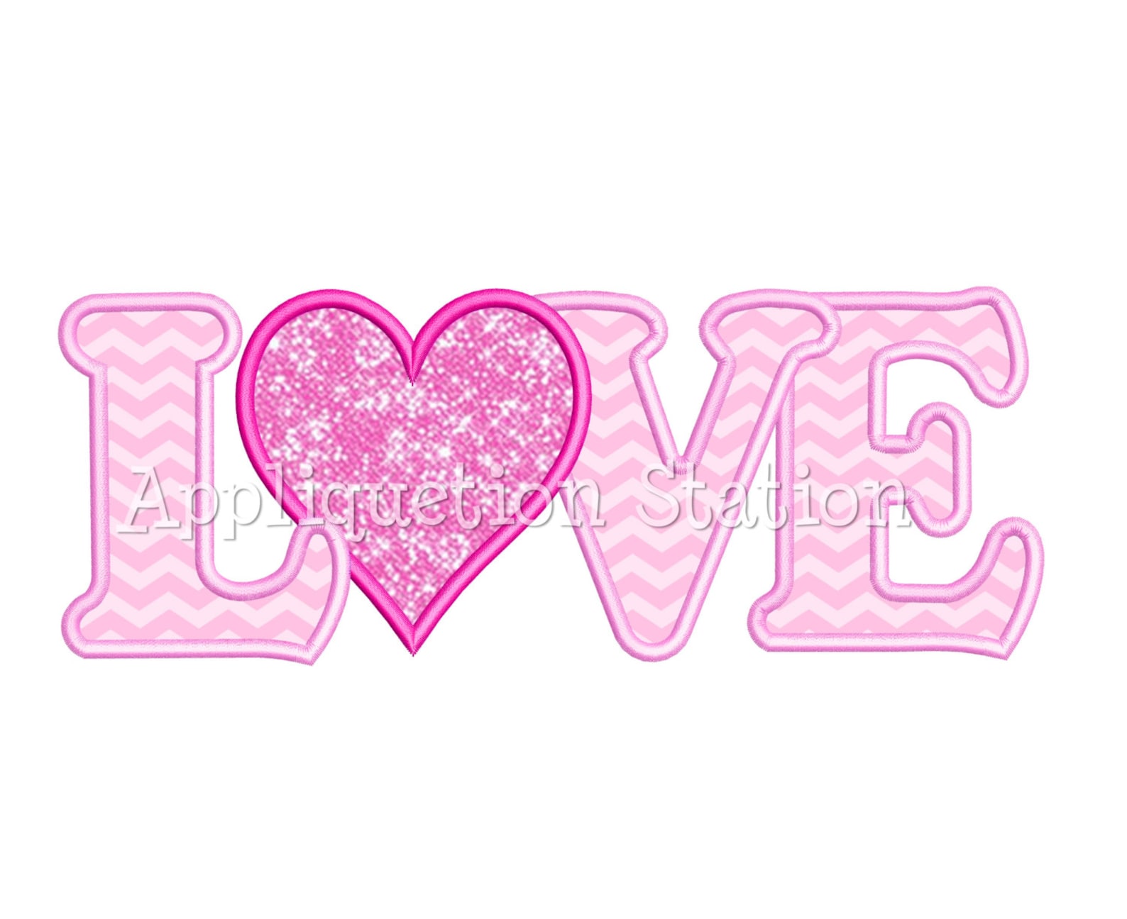 Valentine Heart LOVE Applique Machine Embroidery Design Valentine's Day ...