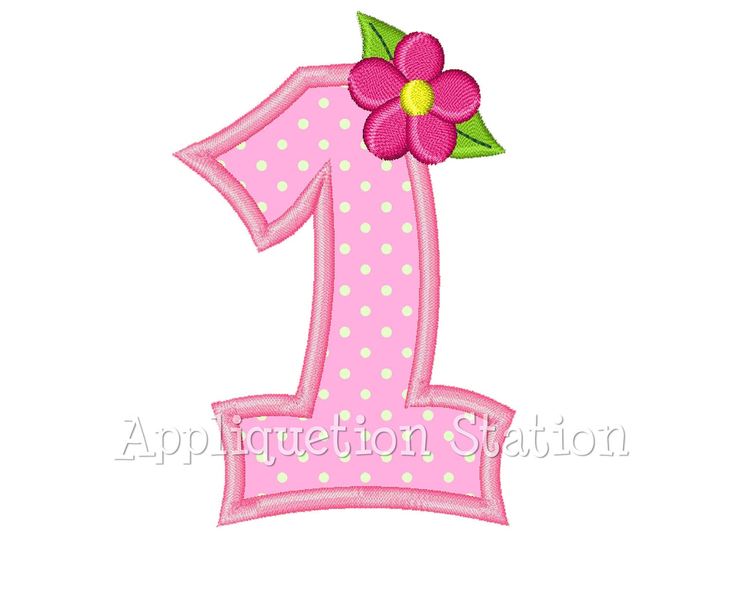 Number One Flower 1st Birthday Applique Machine Embroidery Design Pink ...