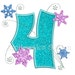 Snowflakes Number Four 4th Birthday Applique Machine Embroidery Design ...