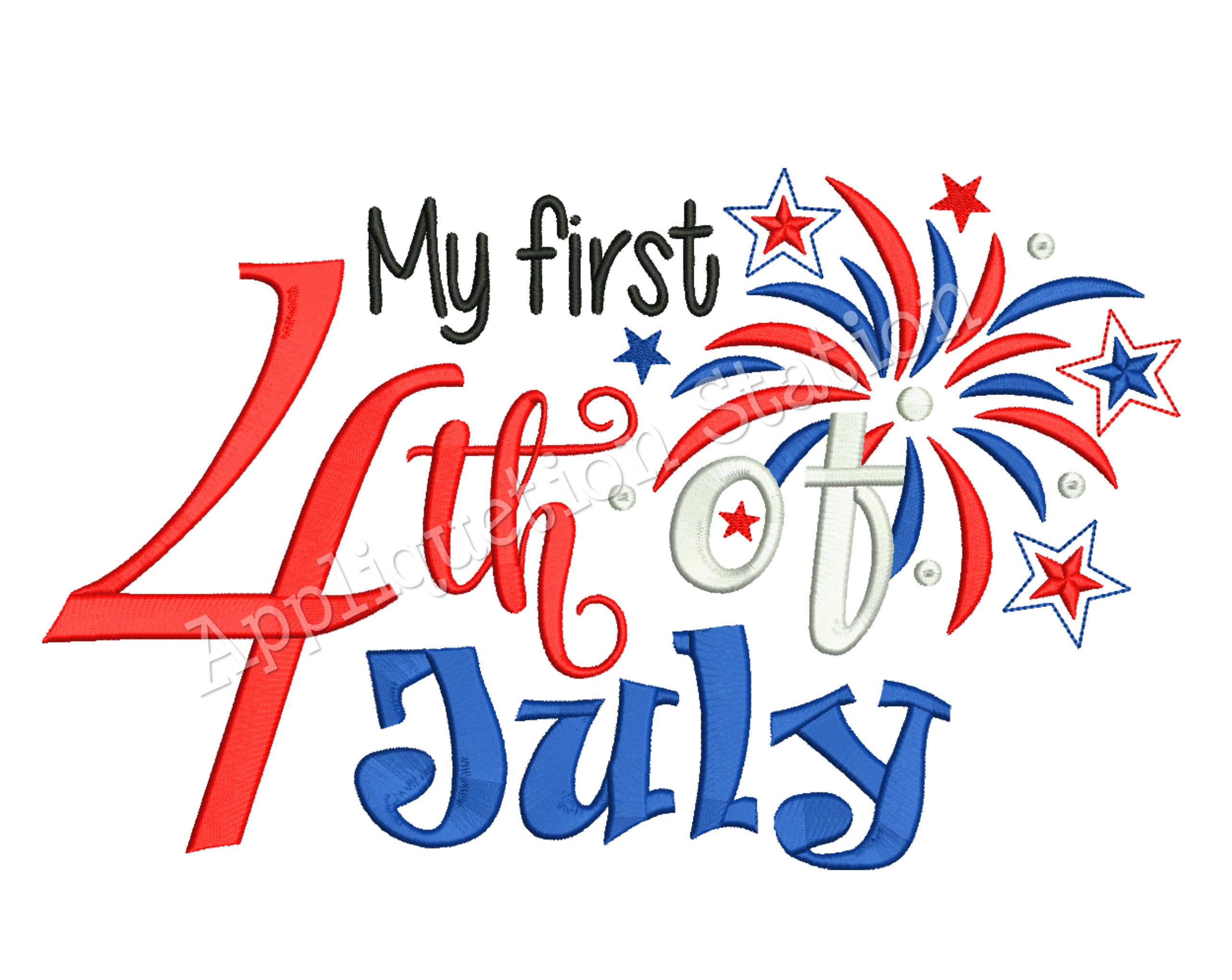 My First 4th of July Fireworks Word Art Patriotic Machine | Etsy