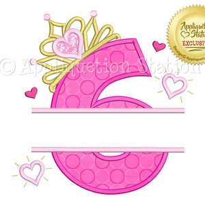 BX Split Princess Tiara Numbers Set 0-9 Applique Machine Embroidery ...