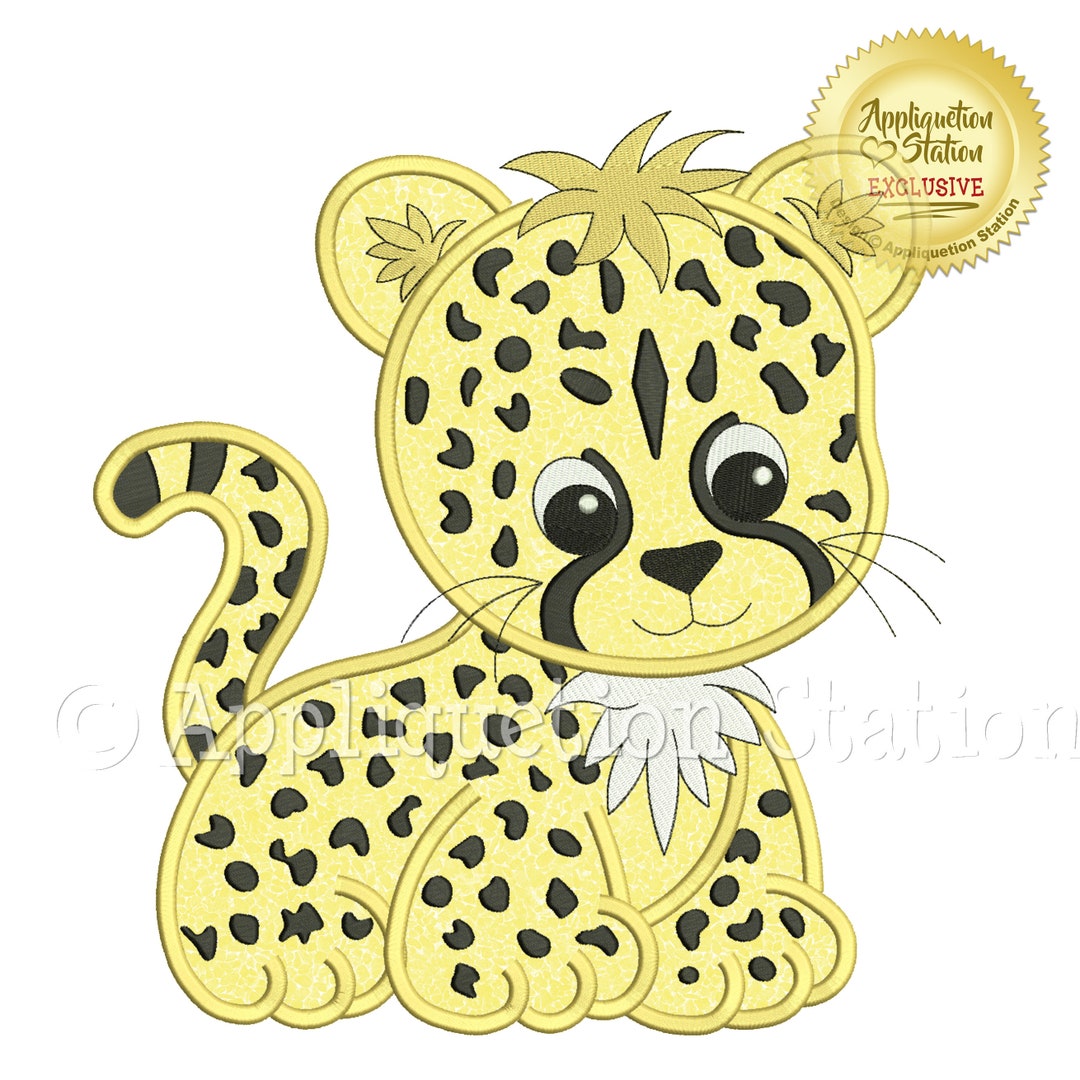 Applique Cheetah Machine Embroidery Design Zoo Pals Boy Girl Cute ...