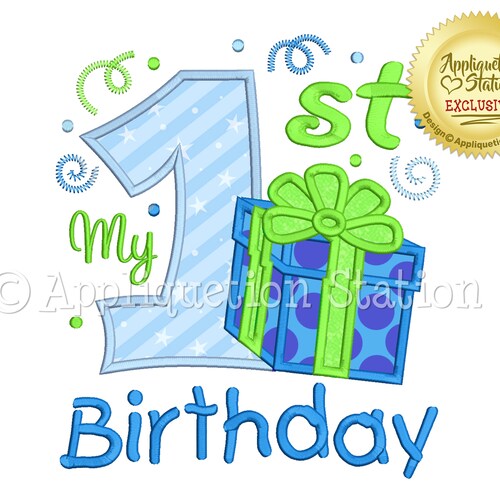 Number One Split Design 1st Birthday Applique Machine - Etsy
