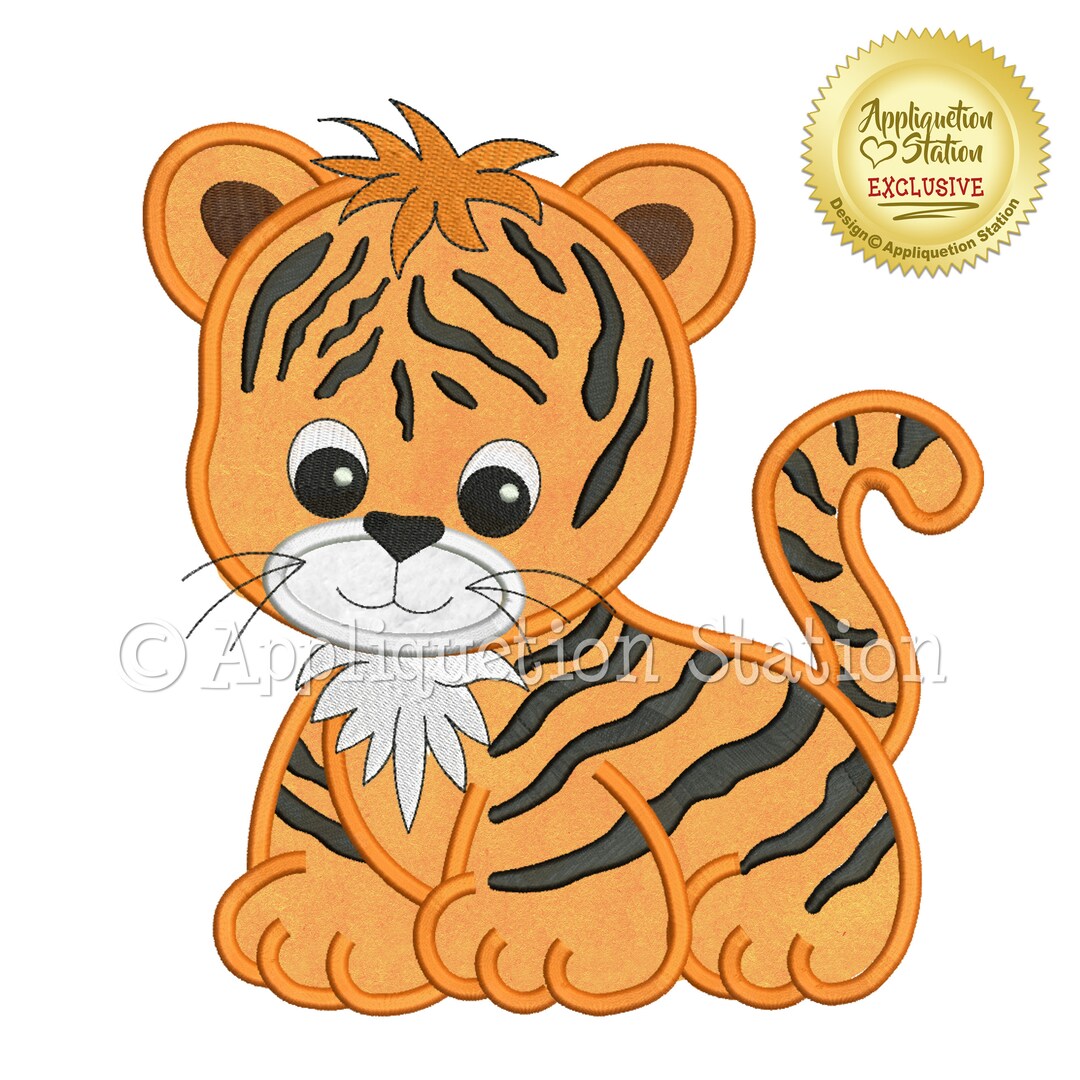 Applique Tiger Machine Embroidery Design Zoo Pals Boy Girl Cute Safari ...
