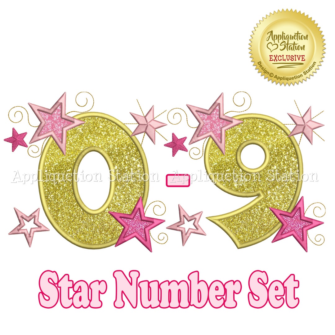 BX Star Numbers Set Birthday Applique Machine Embroidery Design 1,2,3,4 ...