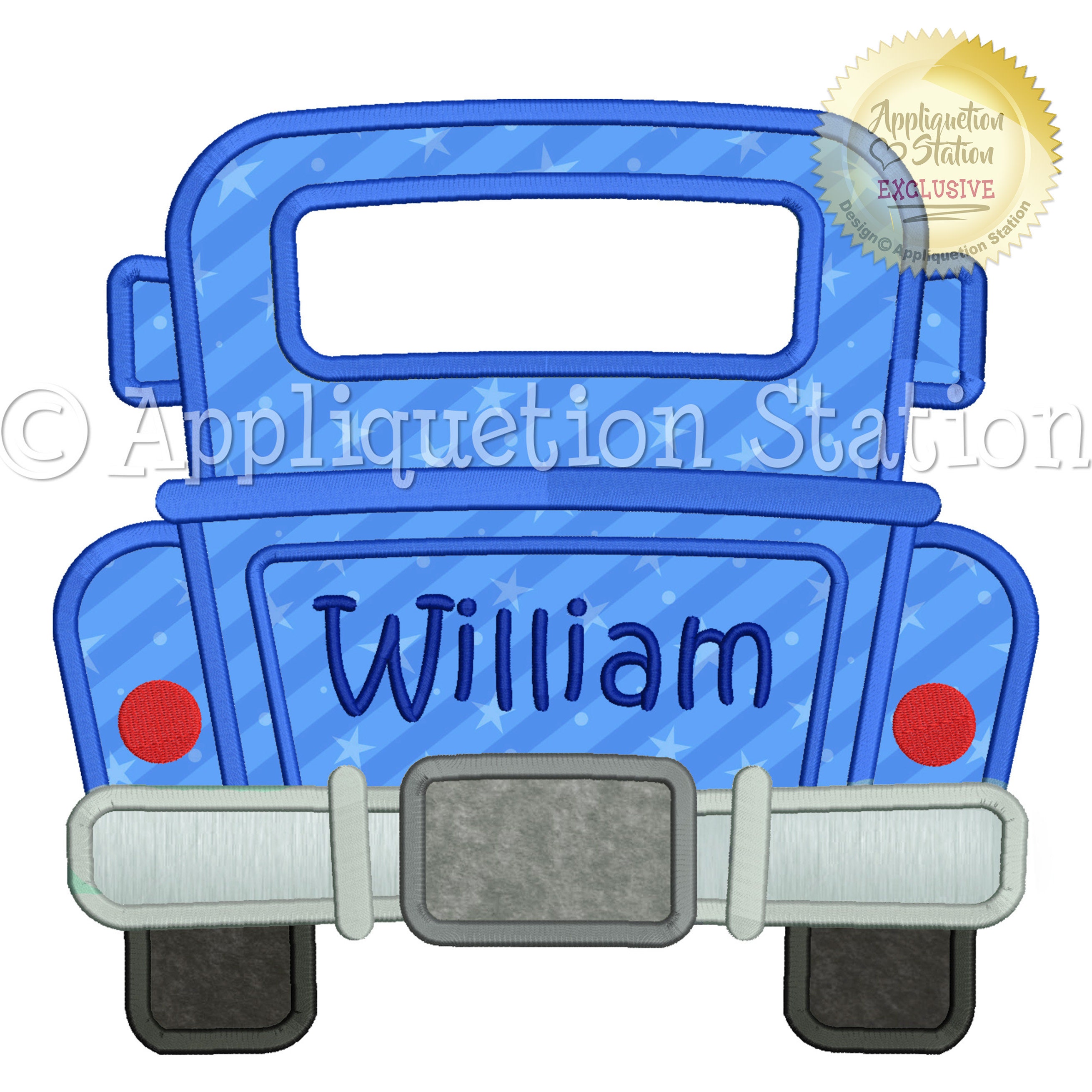 Pickup Truck Trunk Applique Machine Embroidery Design Back End Initials ...